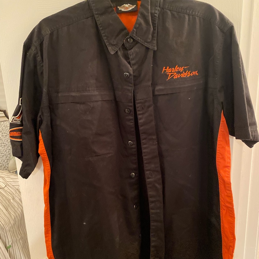 Short Sleeve Harley Davidson Racing Button Down - Gem